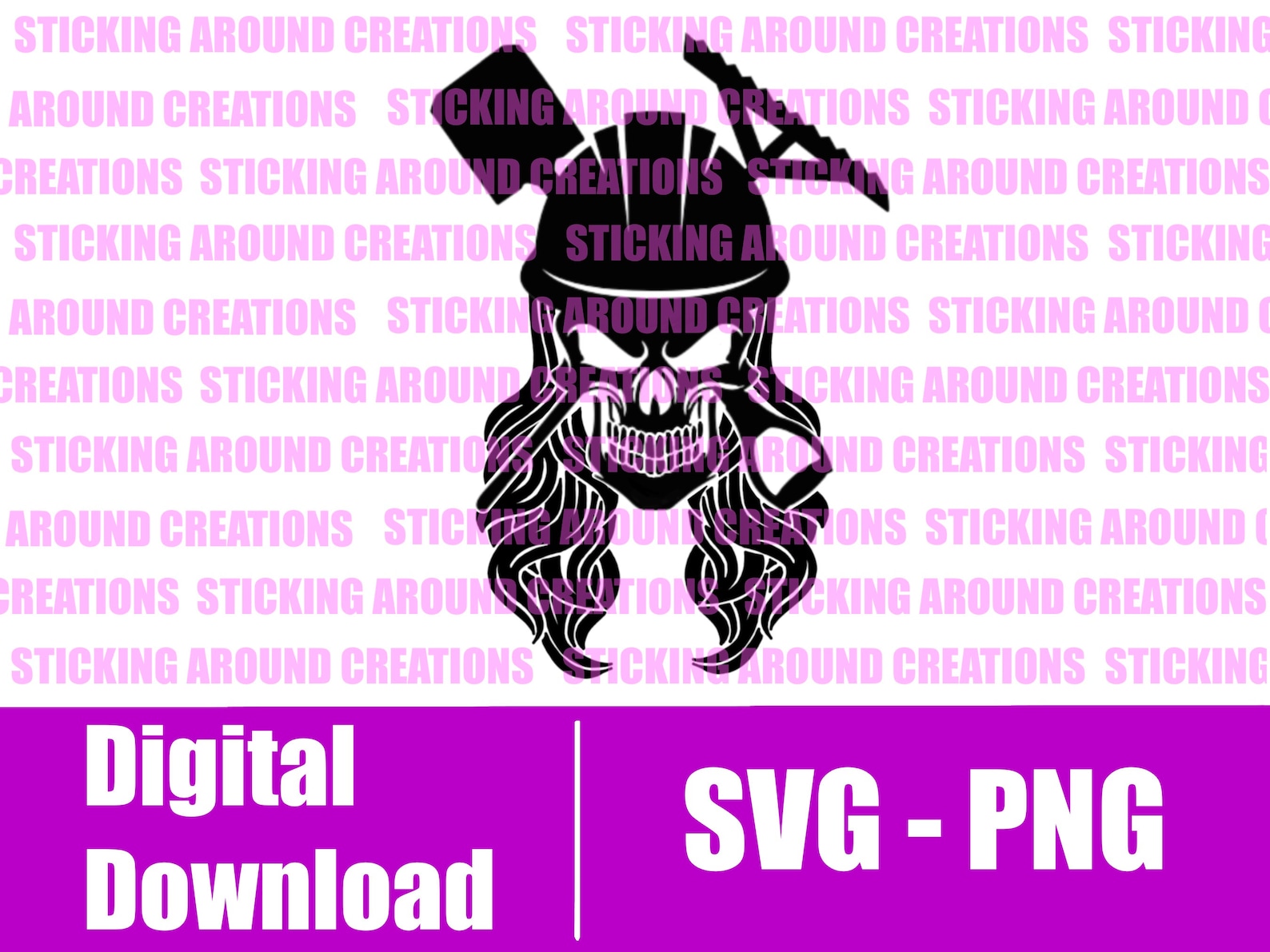 Asphalt Skull Girl PNG, Skull Girl PNG, Woman Construction Sticker ...