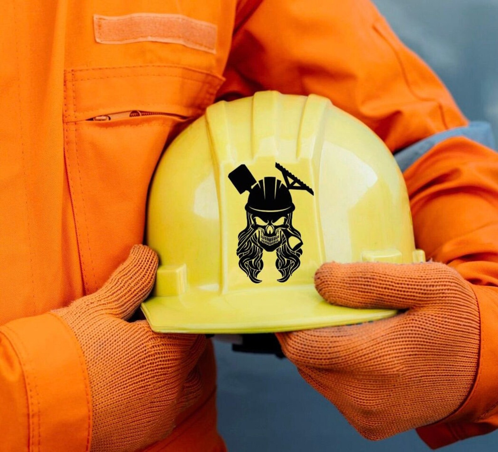 Asphalt Skull Girl PNG, Skull Girl PNG, Woman Construction Sticker ...