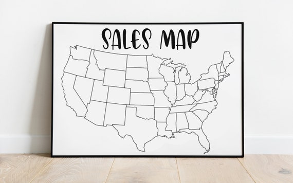 Sales Map US State Map Printable US Sale Map Tracker Goal | Etsy