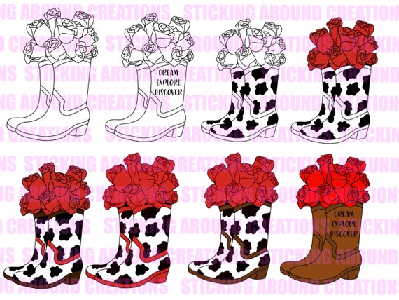 Cowboy Boots With Flowers SVG Country Boots With Flowers | Etsy