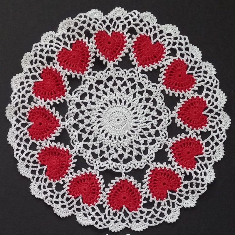 Crochet Heart Doily - Etsy