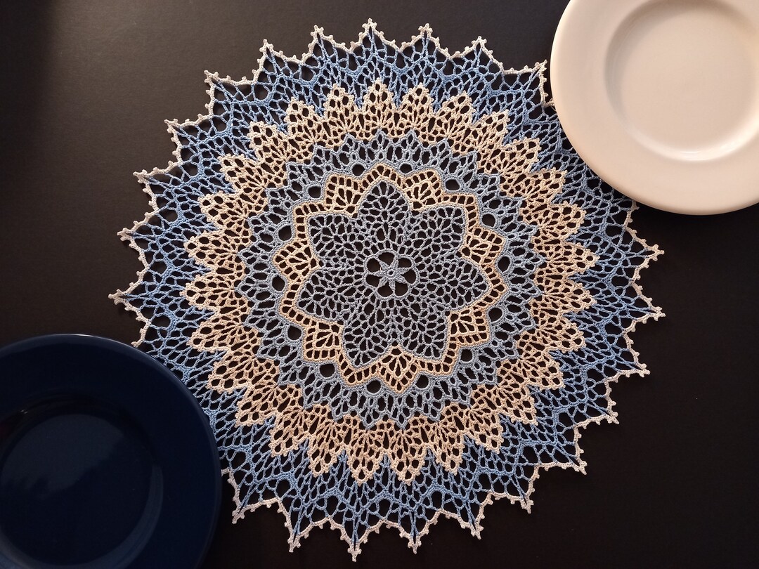 Made to Order; Large Doily Colorful Blue - Etsy