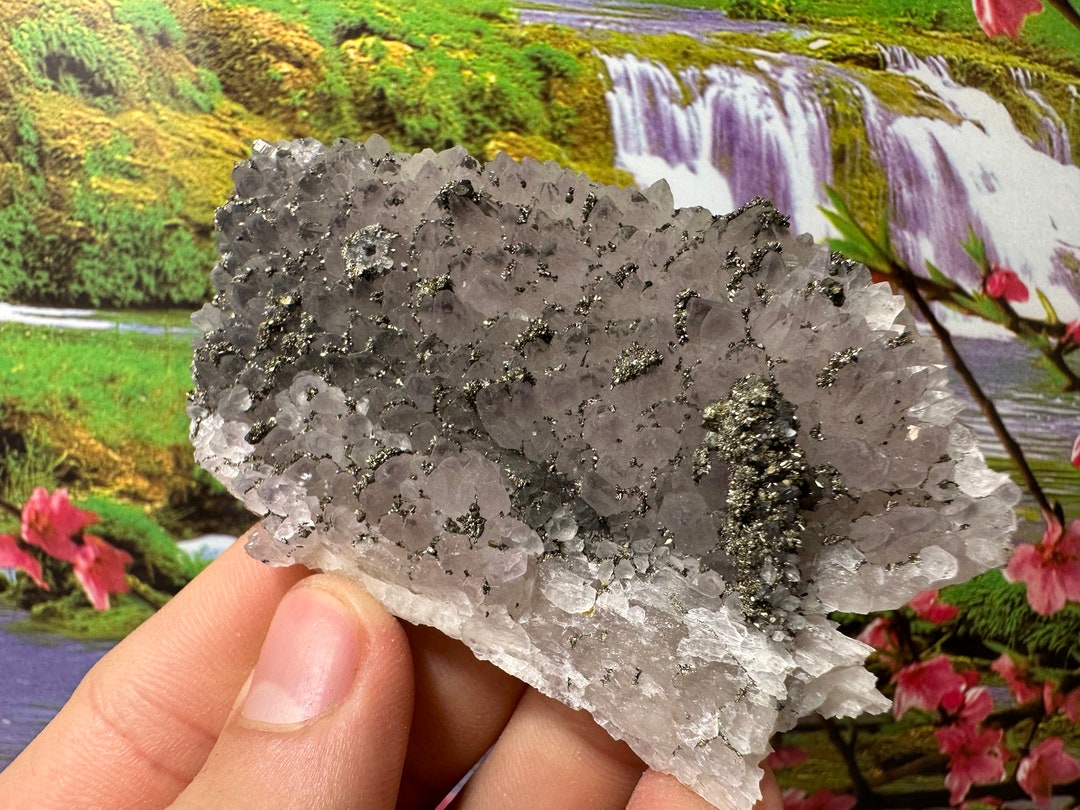 Amethyst With Pyrite , Chala Mine From Bulgaria , Gold, Crystal Stone ...