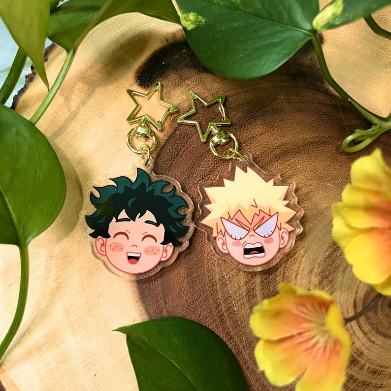 MHA Chibi Charms Cute Deku Bakugou Keychains - Etsy