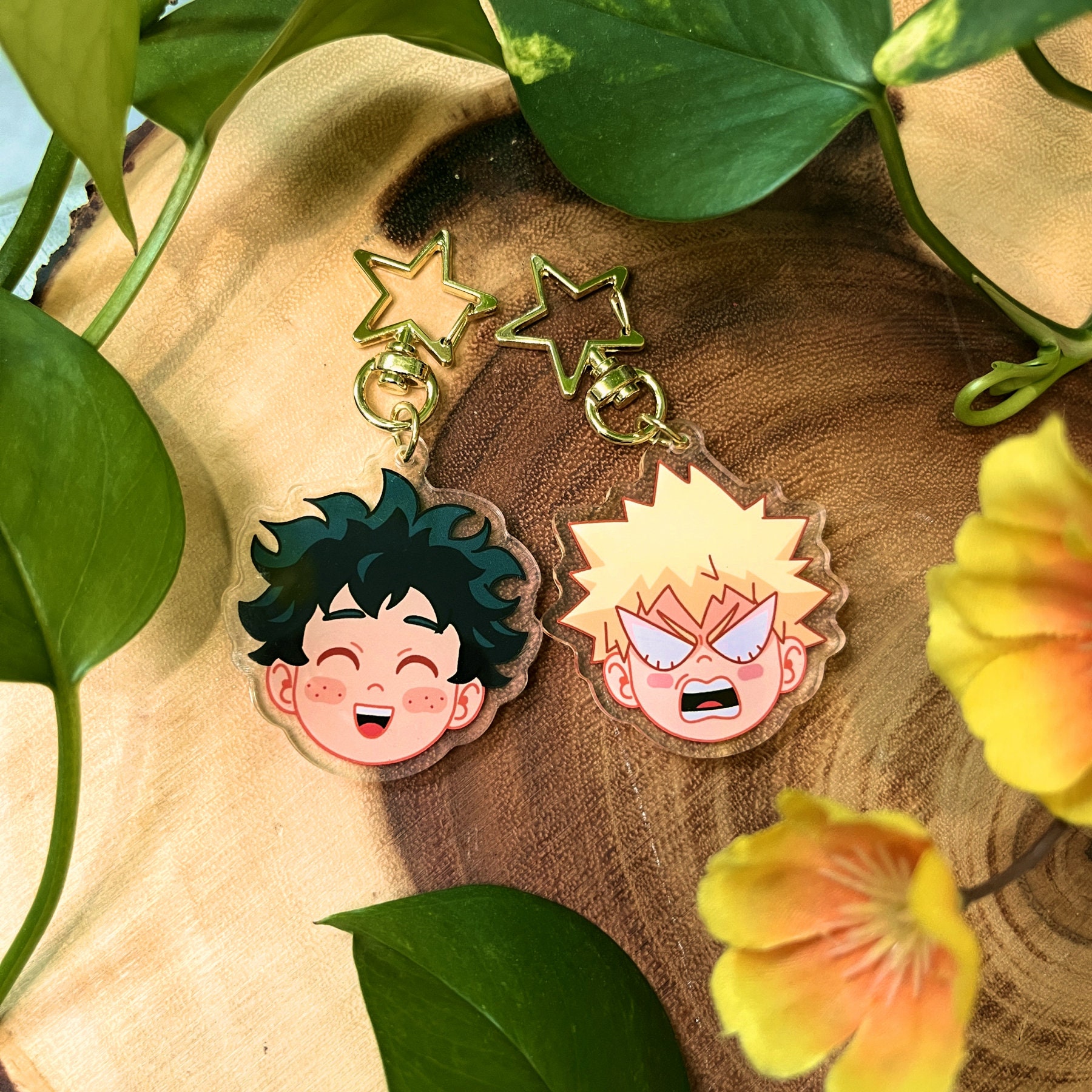 MHA Chibi Charms Cute Deku Bakugou Keychains - Etsy