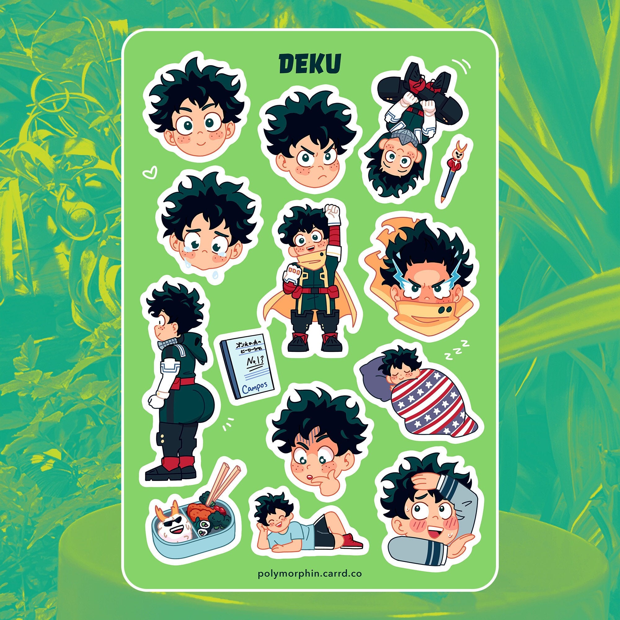 MHA Deku Sticker Sheet Cute Emotes - Etsy