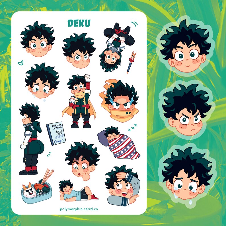 MHA Deku Sticker Sheet Cute Emotes - Etsy