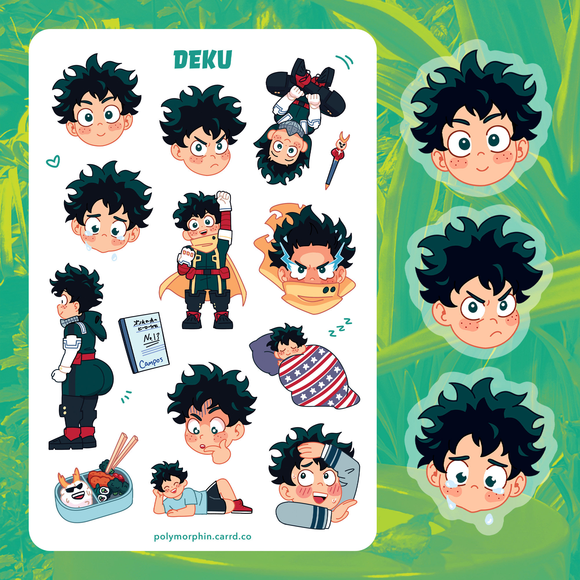 MHA Deku Sticker Sheet Cute Emotes - Etsy