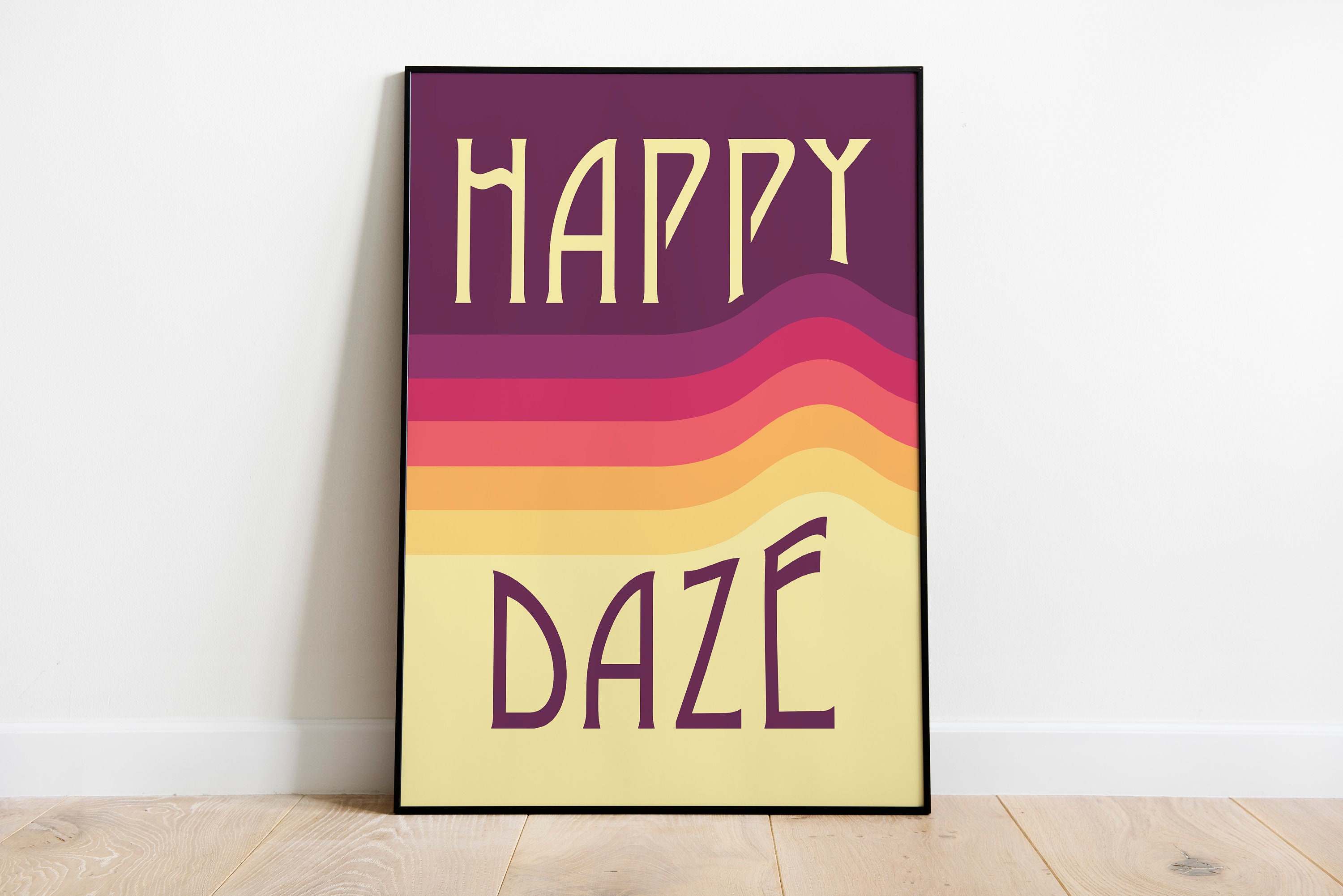 Happy Daze' 70s Style Wall Art Prints Retro 80s 90s Gradient - Etsy España