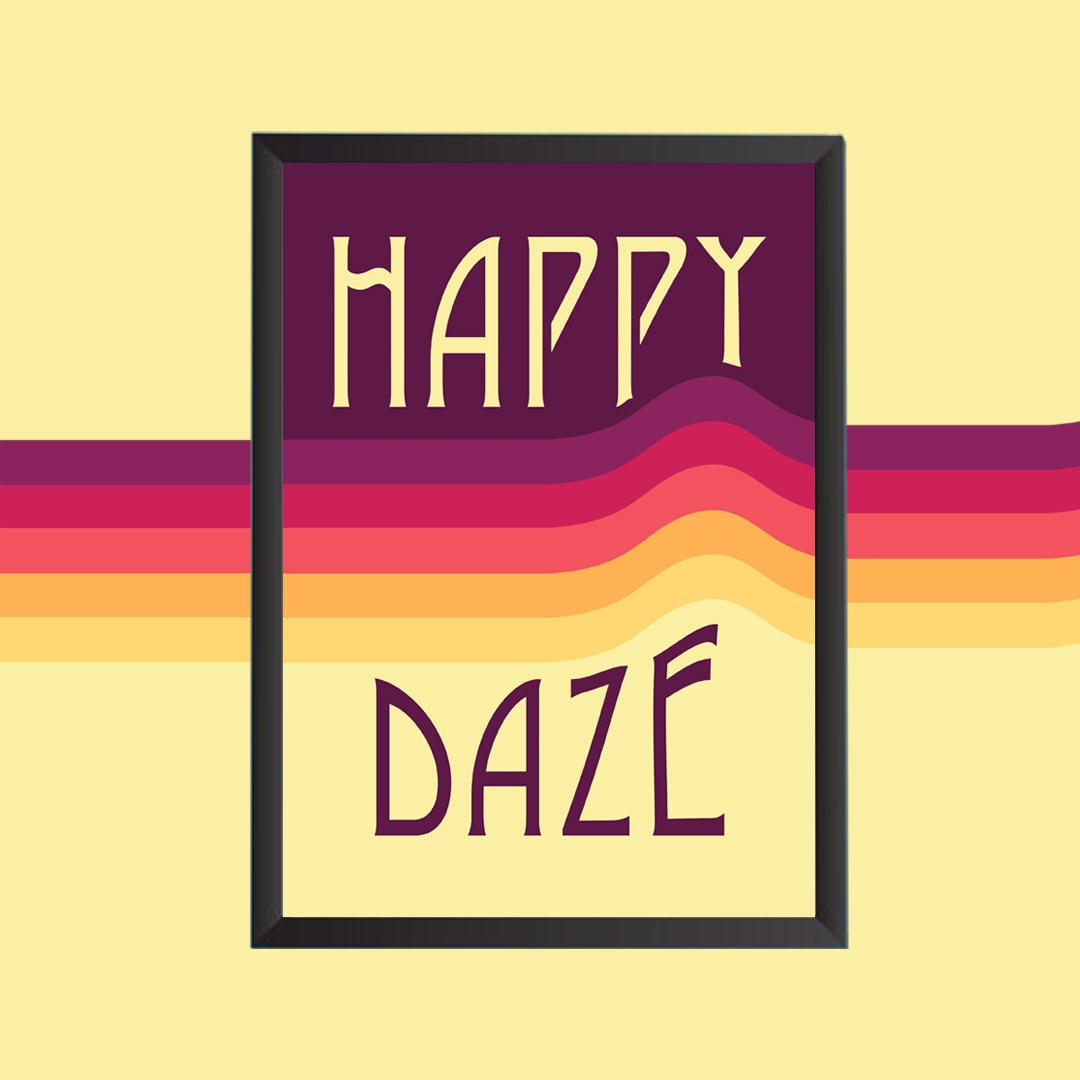 Happy Daze' 70s Style Wall Art Prints Retro 80s 90s Gradient - Etsy España