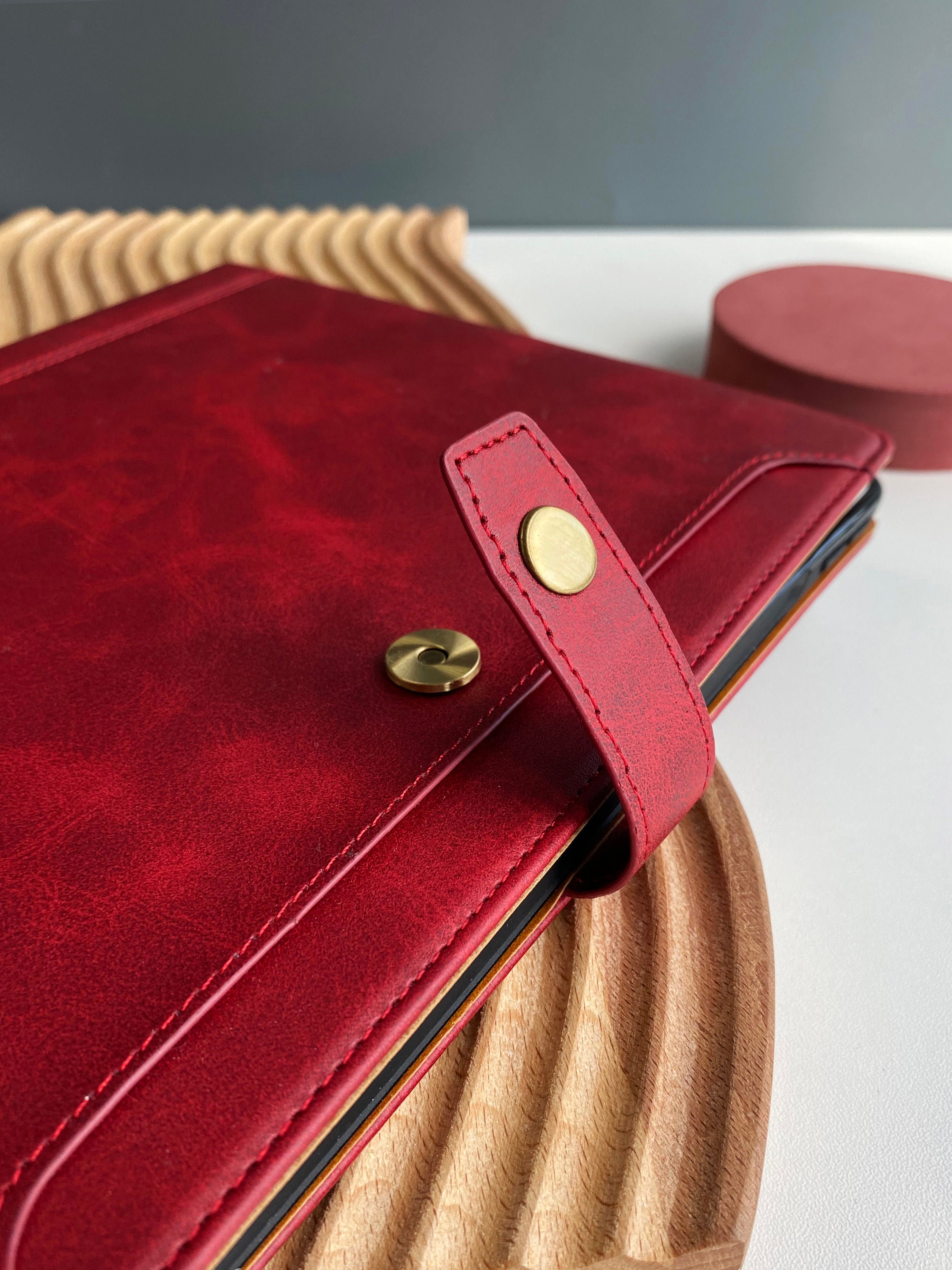 Cranberry Red iPad Book Cover Personalised iPad 9.7 10.2 Pro 11 10.5 12 ...