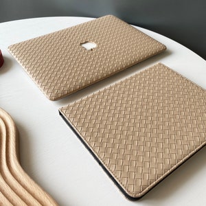 Woven Leather Milky Beige Hard Case Cover for MacBook Air 13 MacBook ...
