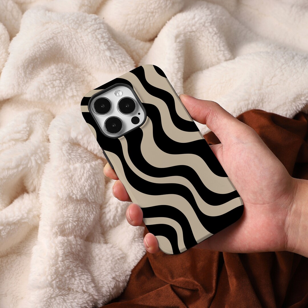 Black Waves of Abstraction Personalized iPhone Case for iPhone 15 14 12 ...