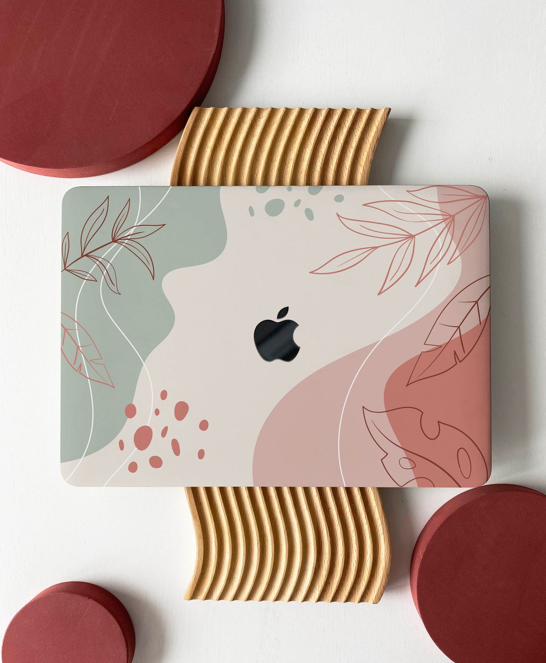 Hand-painted Red Leaf Line Shell Hard Case Cover for MacBook Air 13 ...
