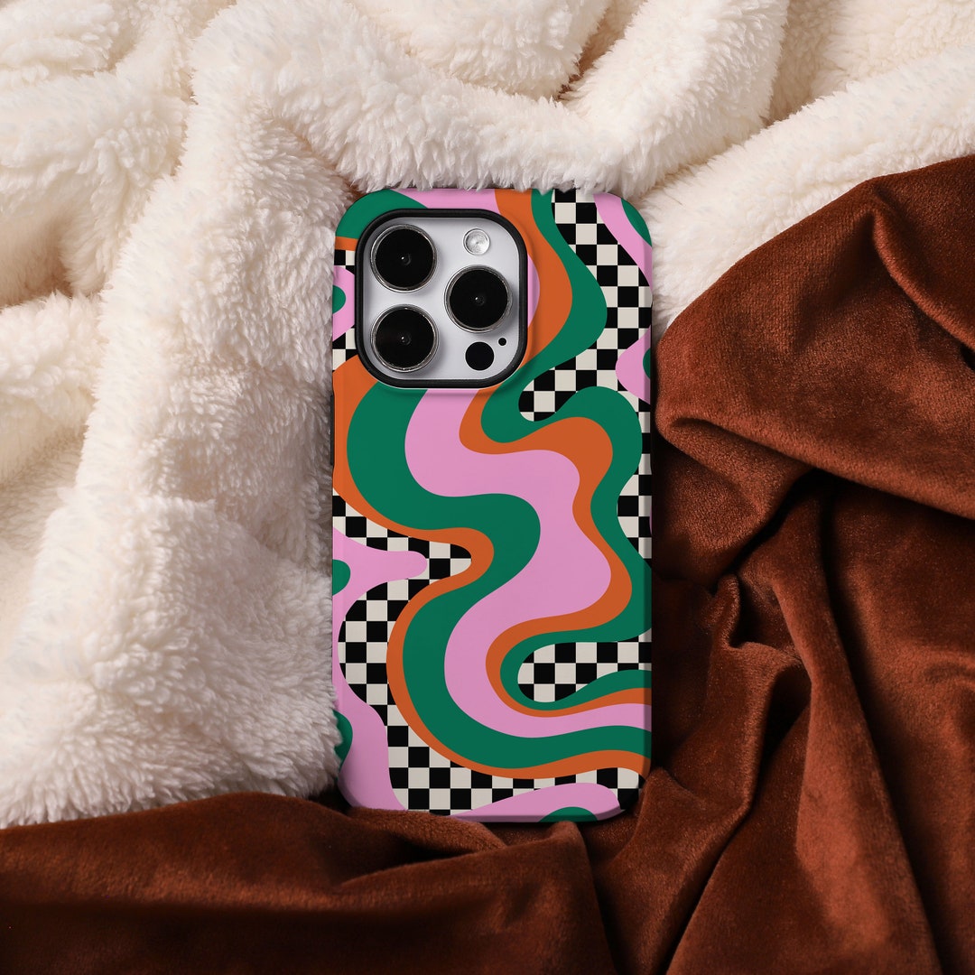 Pink Green Ripples on the Chessboard Personalized iPhone Case for ...