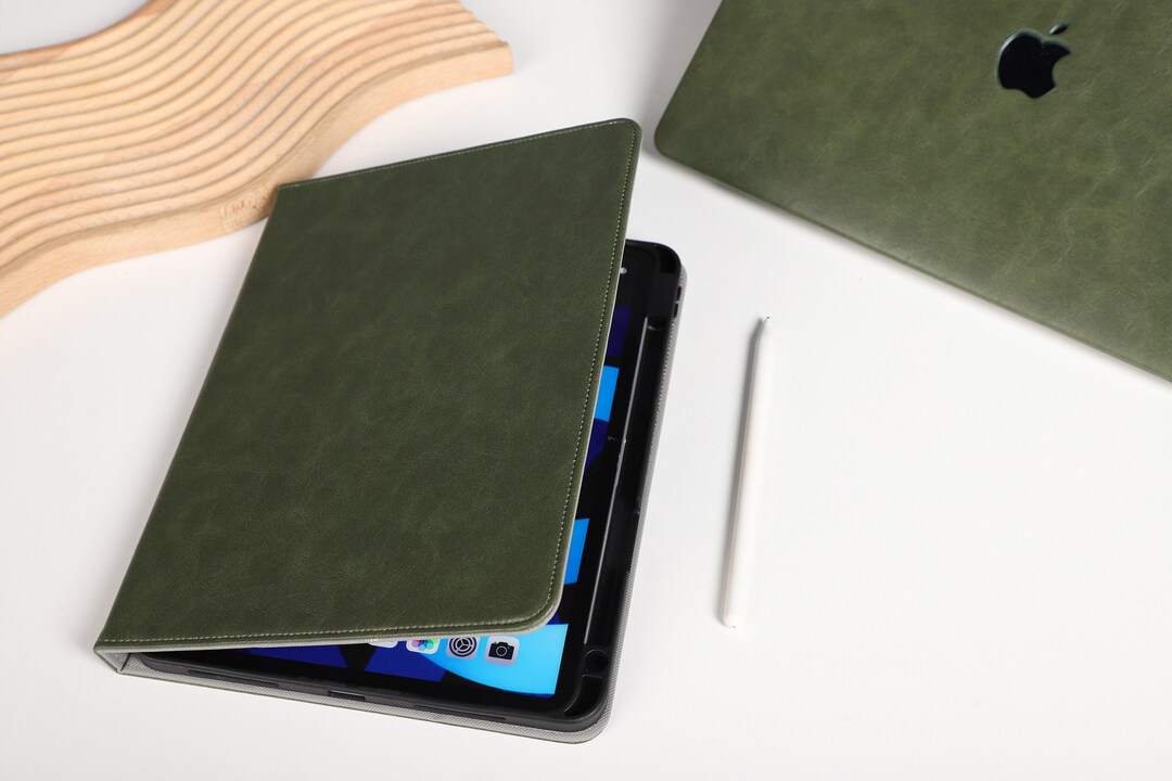 Vintage Green Unique iPad Book Cover Personalised iPad 9.7 10.2 Pro 11 ...