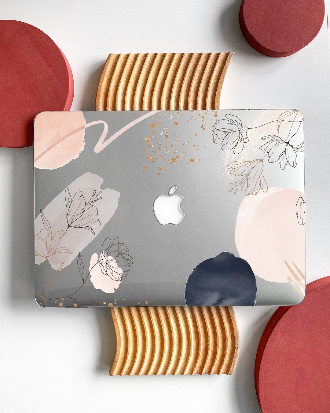 Watercolor Flowers Hard MacBook Case Cover for MacBook M1/M2 Air 13 ...