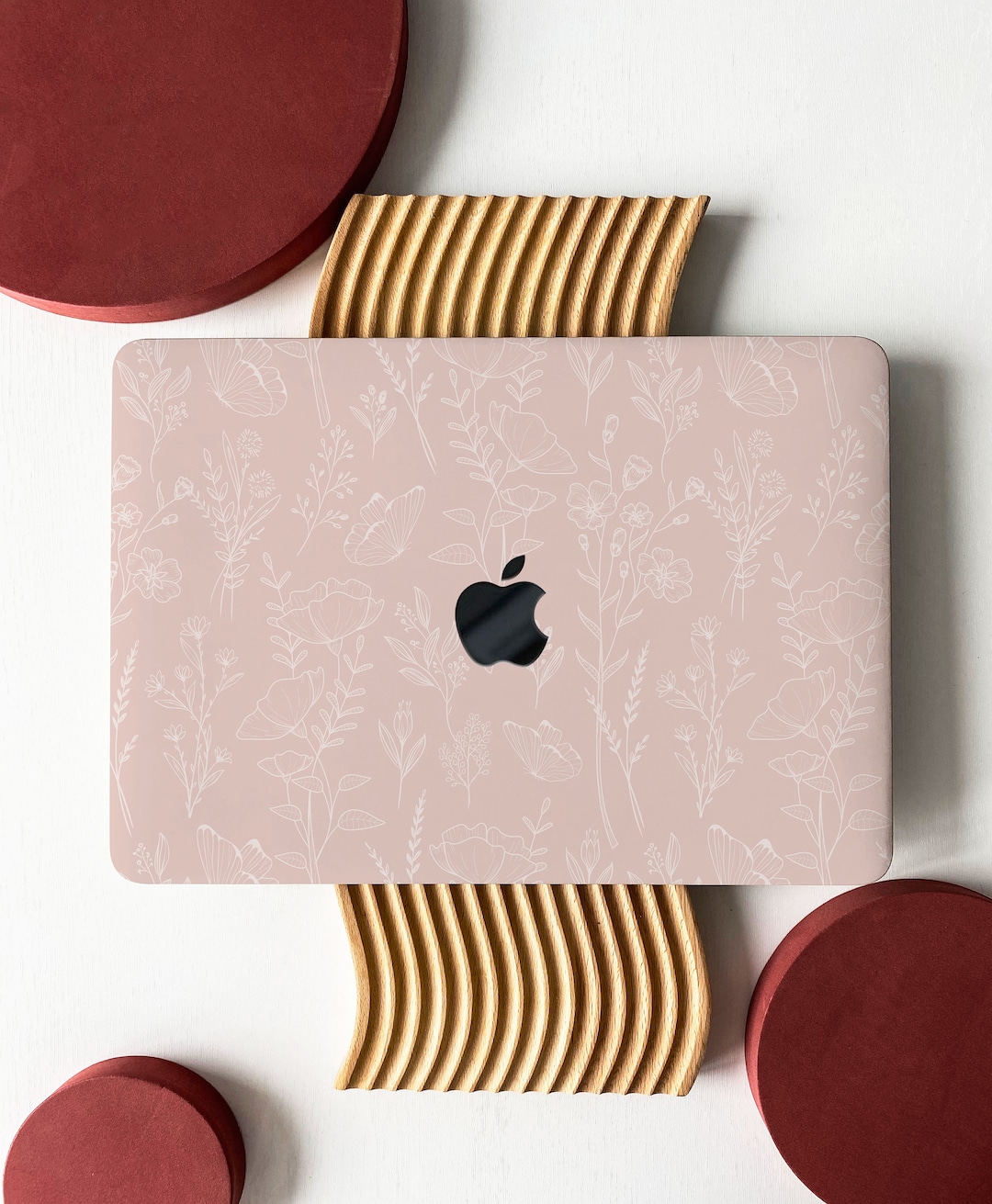 Dusty Rose Floral Flight Hard MacBook Case Cover for MacBook M1/M2 Air ...