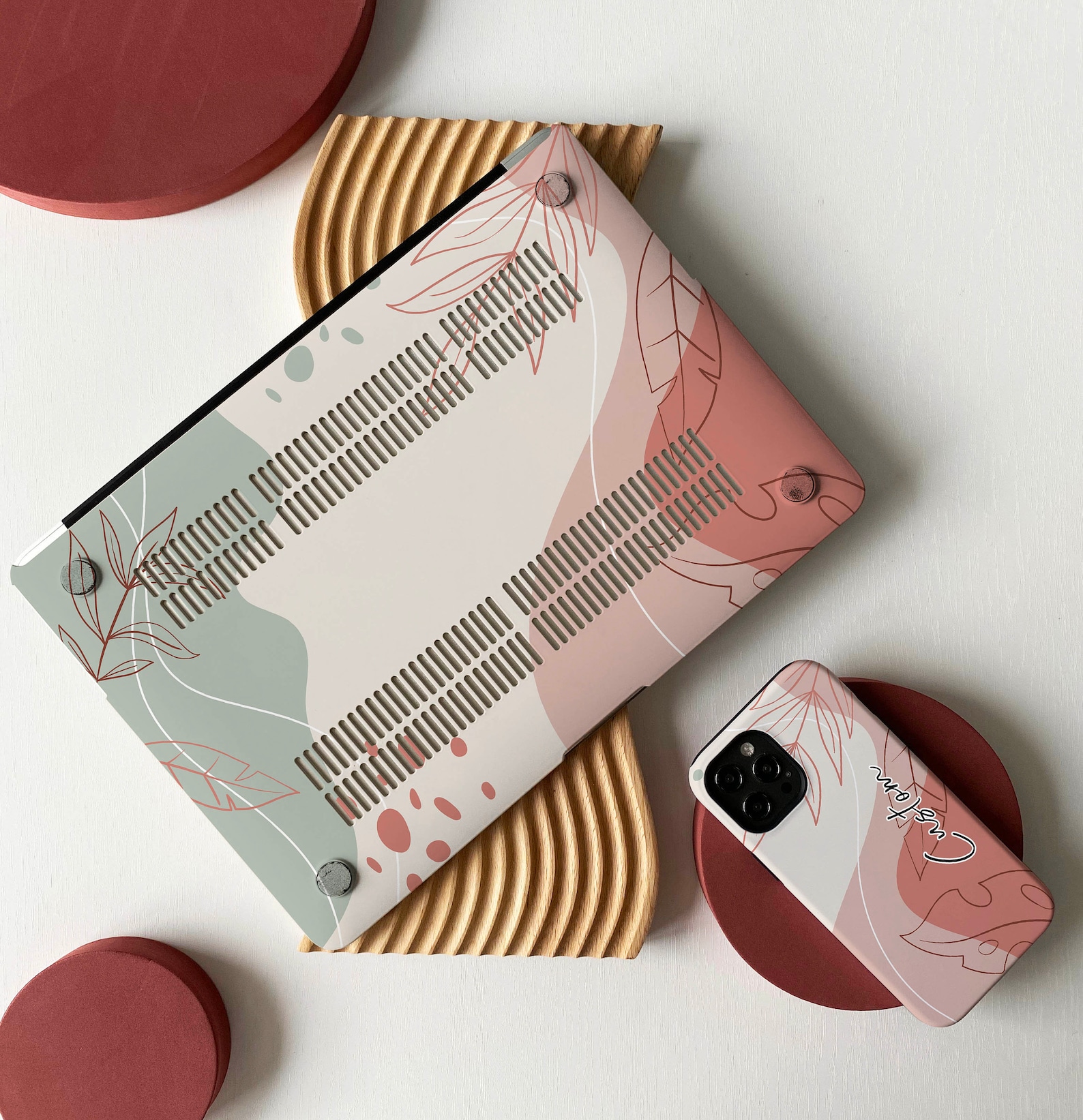 Hand-painted Red Leaf Line Shell Hard Case Cover for Macbook - Etsy UK