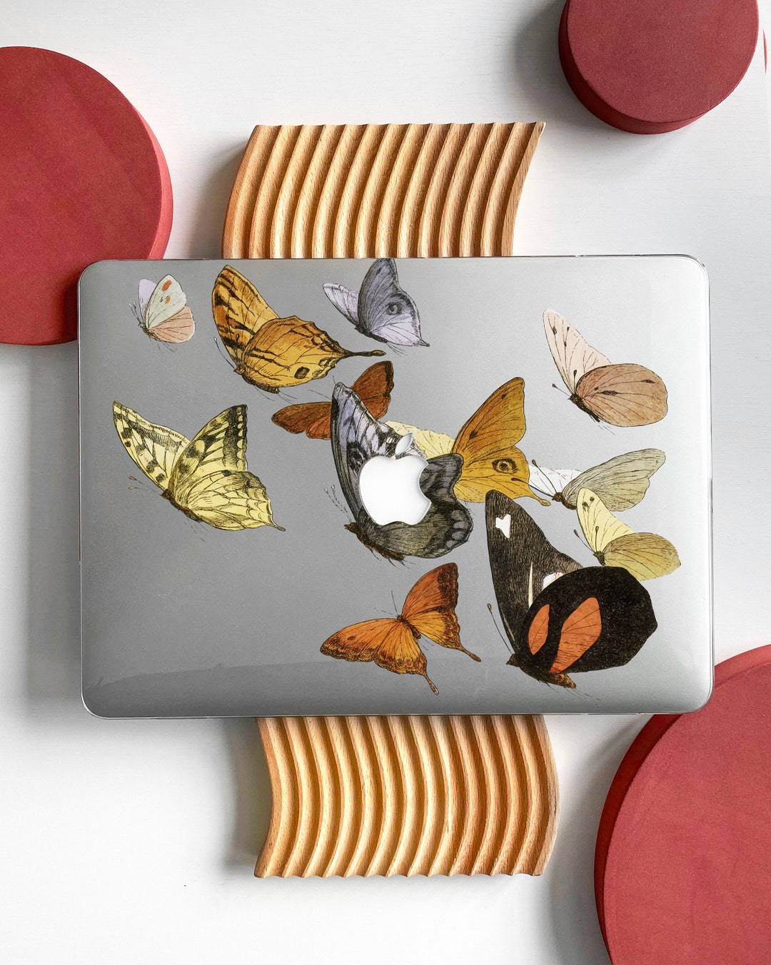 Retro Blooming Butterfly Clear Hard MacBook Case Cover for MacBook Air ...