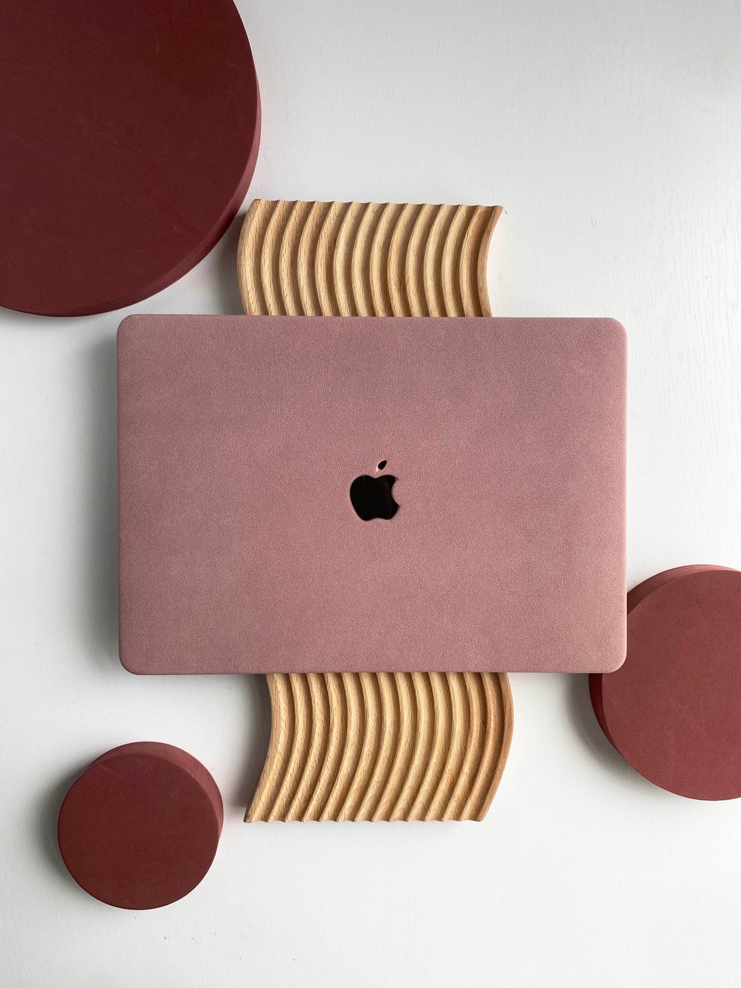 Frosted Leather Pink Hard Case Cover for MacBook Air 13 M1 M2 13.6 ...