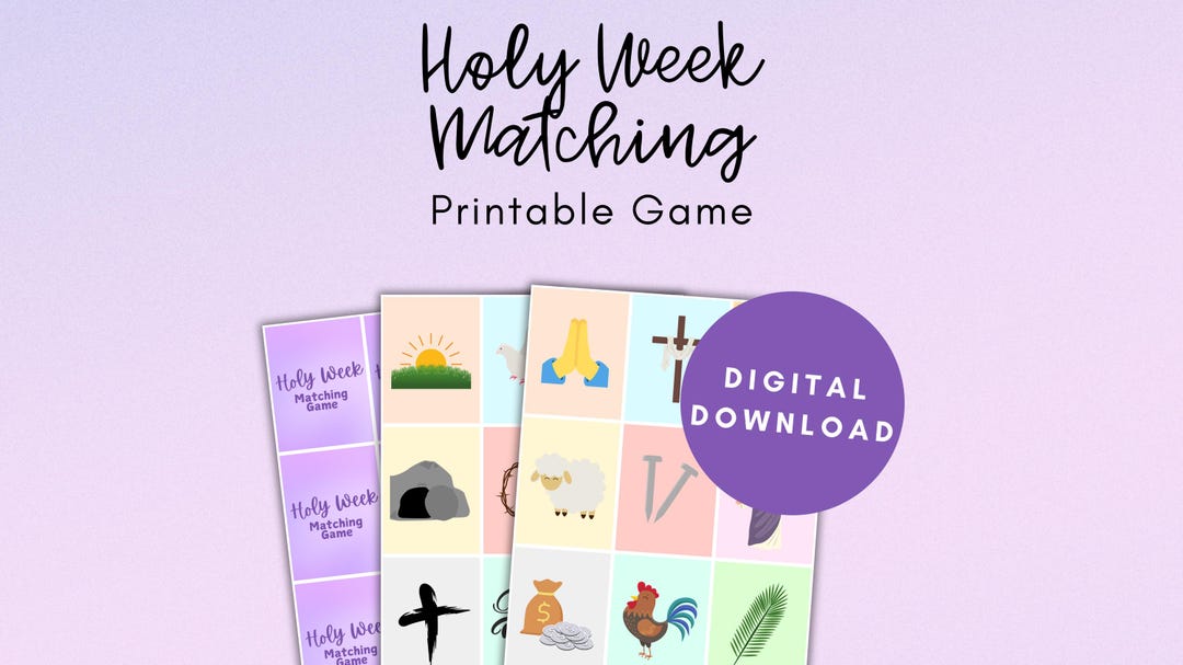 Holy Week Matching Game Cards, Memory Match Game, Christian Printables ...