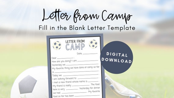 Letter from Camp Soccer Camp Letters Fill in Blank Summer | Etsy
