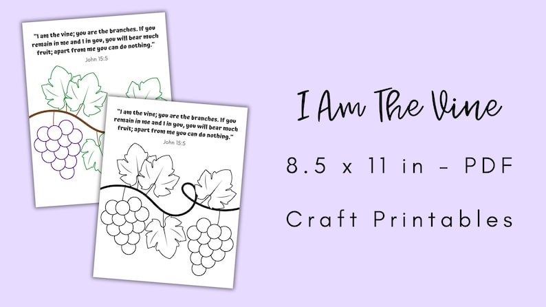 I Am the Vine Craft, Sunday School Craft Printable, Christian ...