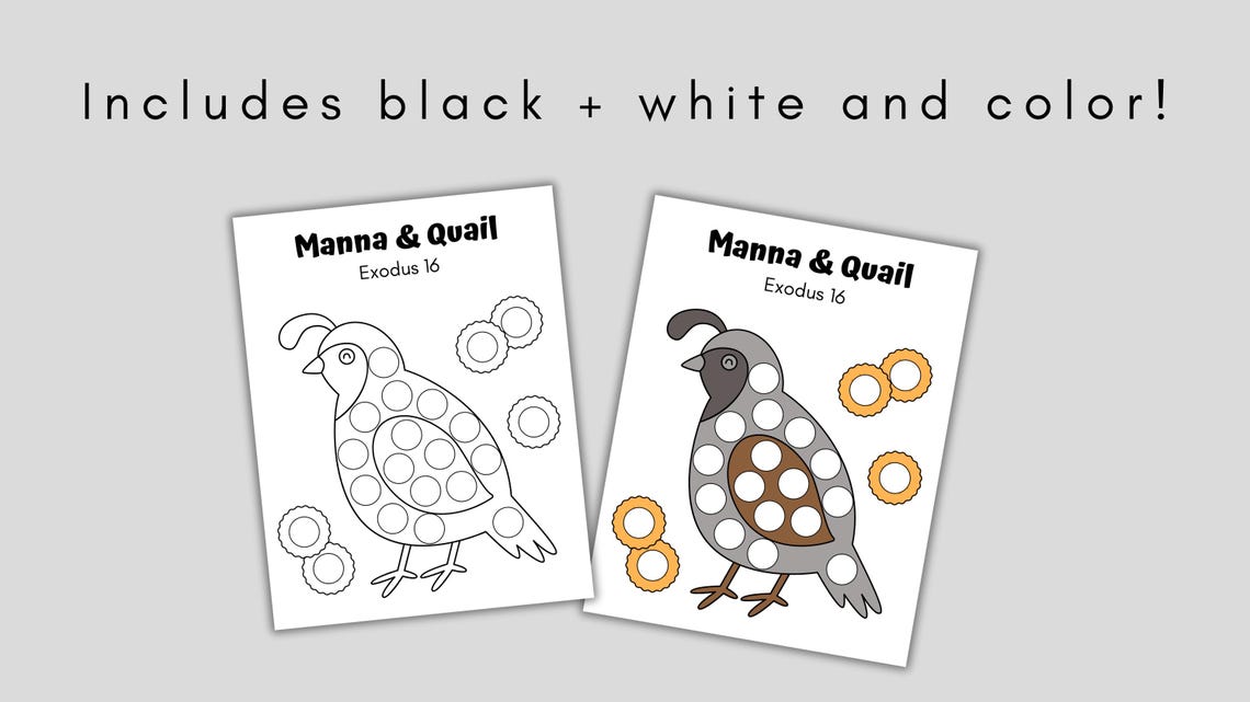 Manna and Quail Kids Craft, Exodus Coloring Sheets, Dot Marker Coloring ...