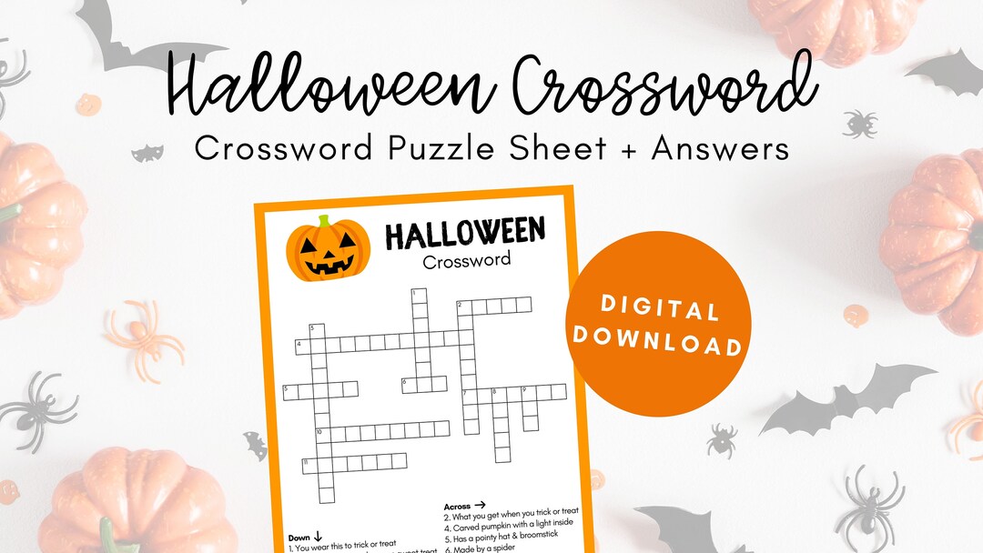Halloween Crossword Puzzle, Halloween Activity Sheets, Kids Printable ...