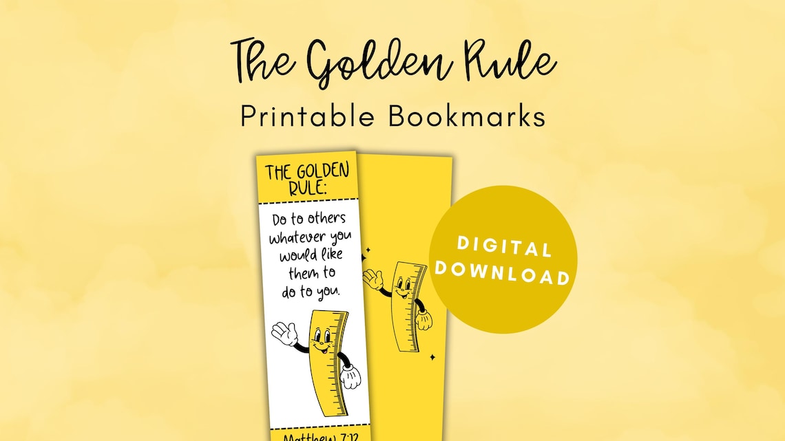 The Golden Rule Bookmark, Bible Bookmark, Sunday School Printables ...