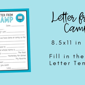Letter From Camp, Music, Camp Letters Fill in Blank, Summer Camp Notes ...