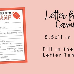Letter From Camp, Football, Camp Letters Fill in Blank, Summer Camp ...