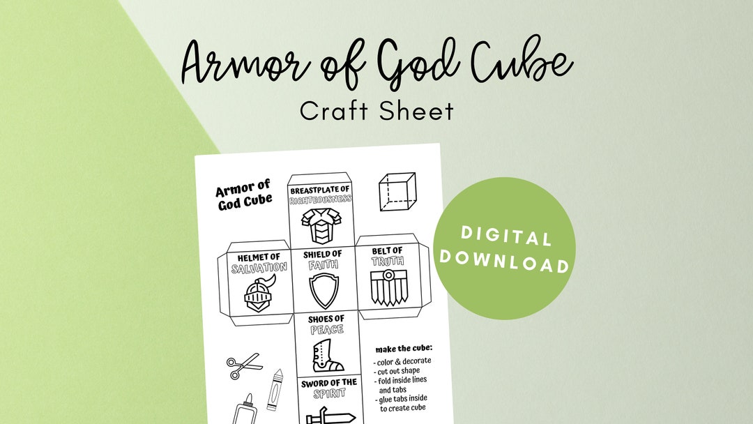 Armor of God Cube, Christian Crafts, Crafts for Kids Printable, Digital ...