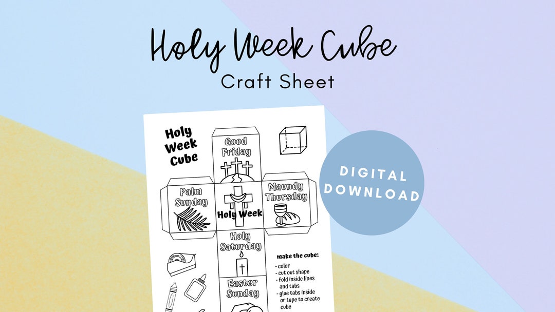 Holy Week Cube, Christian Crafts, Crafts for Kids Printable, Digital ...