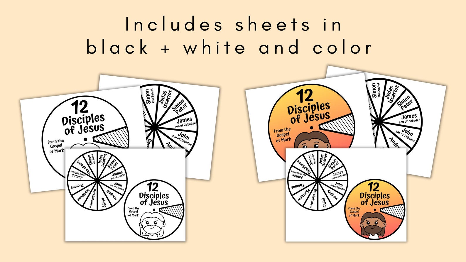 12 Disciples of Jesus, Spinner Wheel Craft, Christian Crafts, Crafts ...