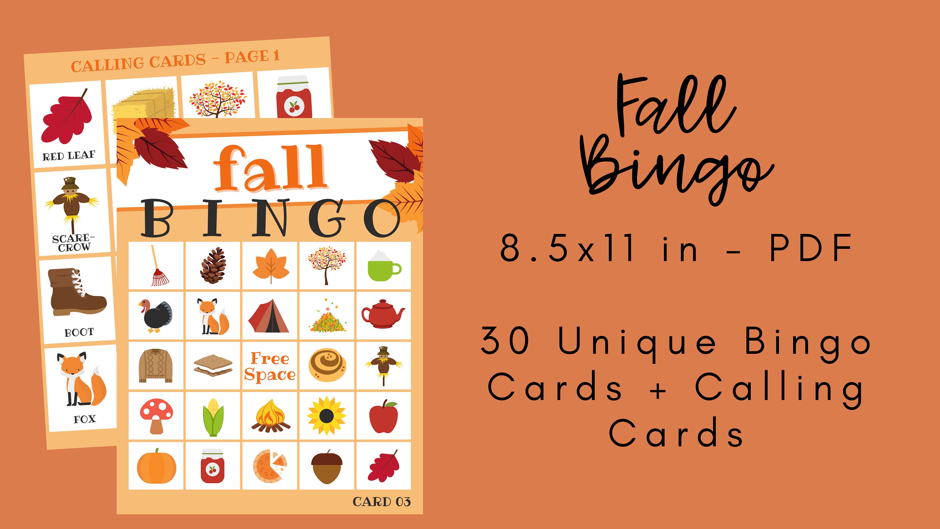 Fall Bingo, Bingo Cards Printable, Bingo Fall Game, Bingo Game Download ...