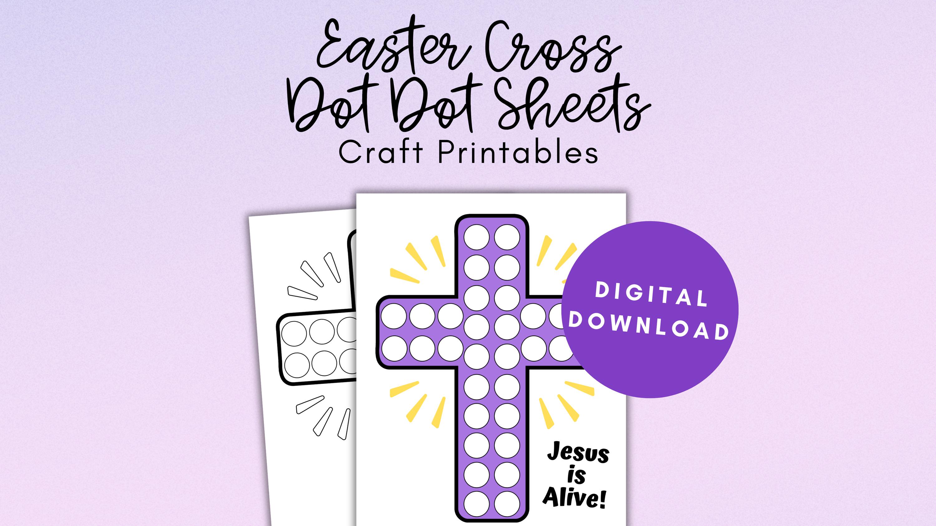 Easter Craft, Cross Craft for Kids, Dot Dot Sheet, Dot Marker Page, Do ...