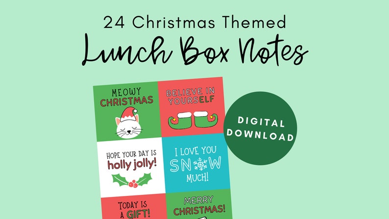 Christmas Lunch Box Notes, Lunch Box Jokes, Printable, Lunch Box Notes ...