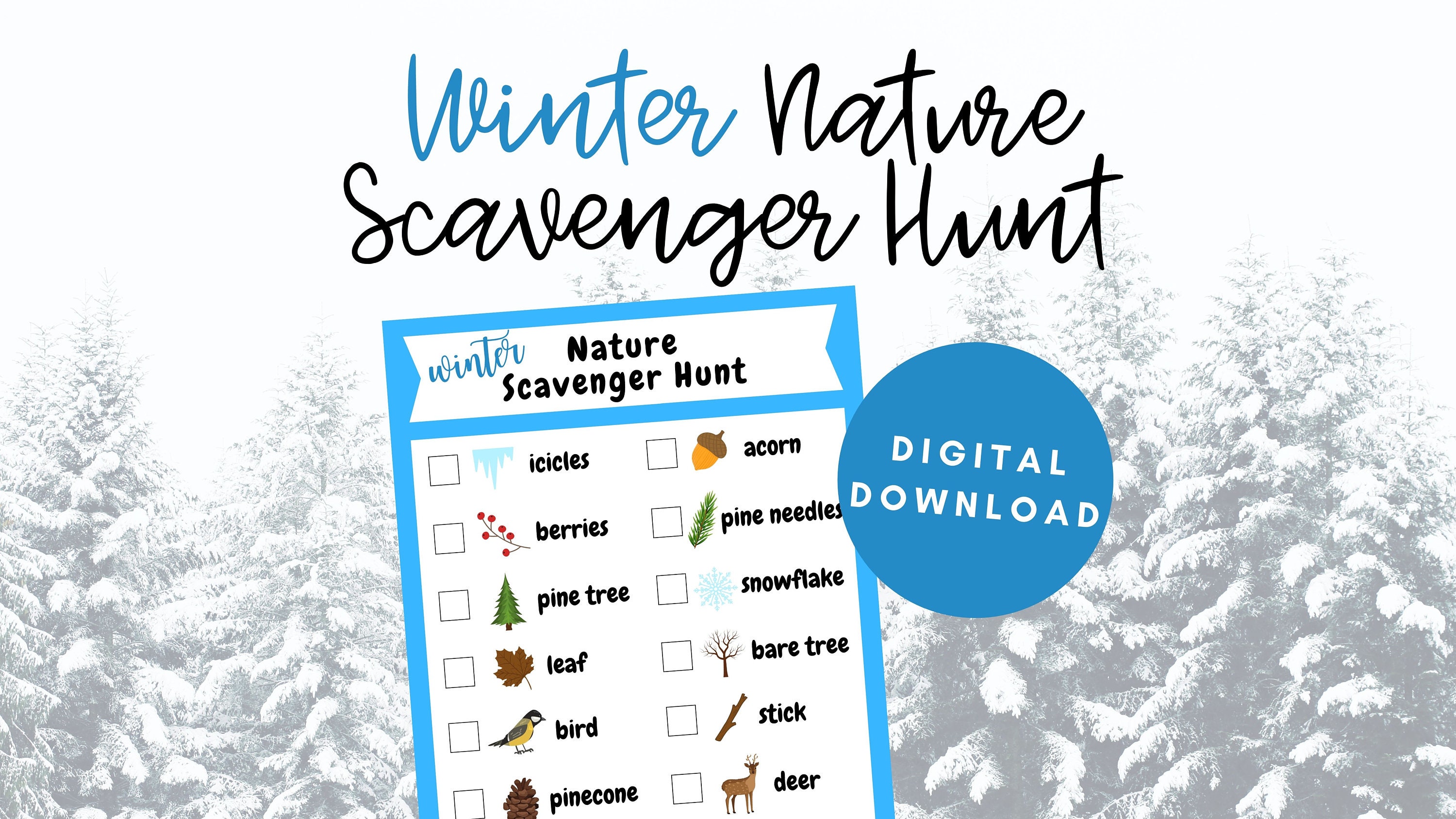 Winter Nature Scavenger Hunt, Scavenger Hunt Kids Outdoor, Backyard ...