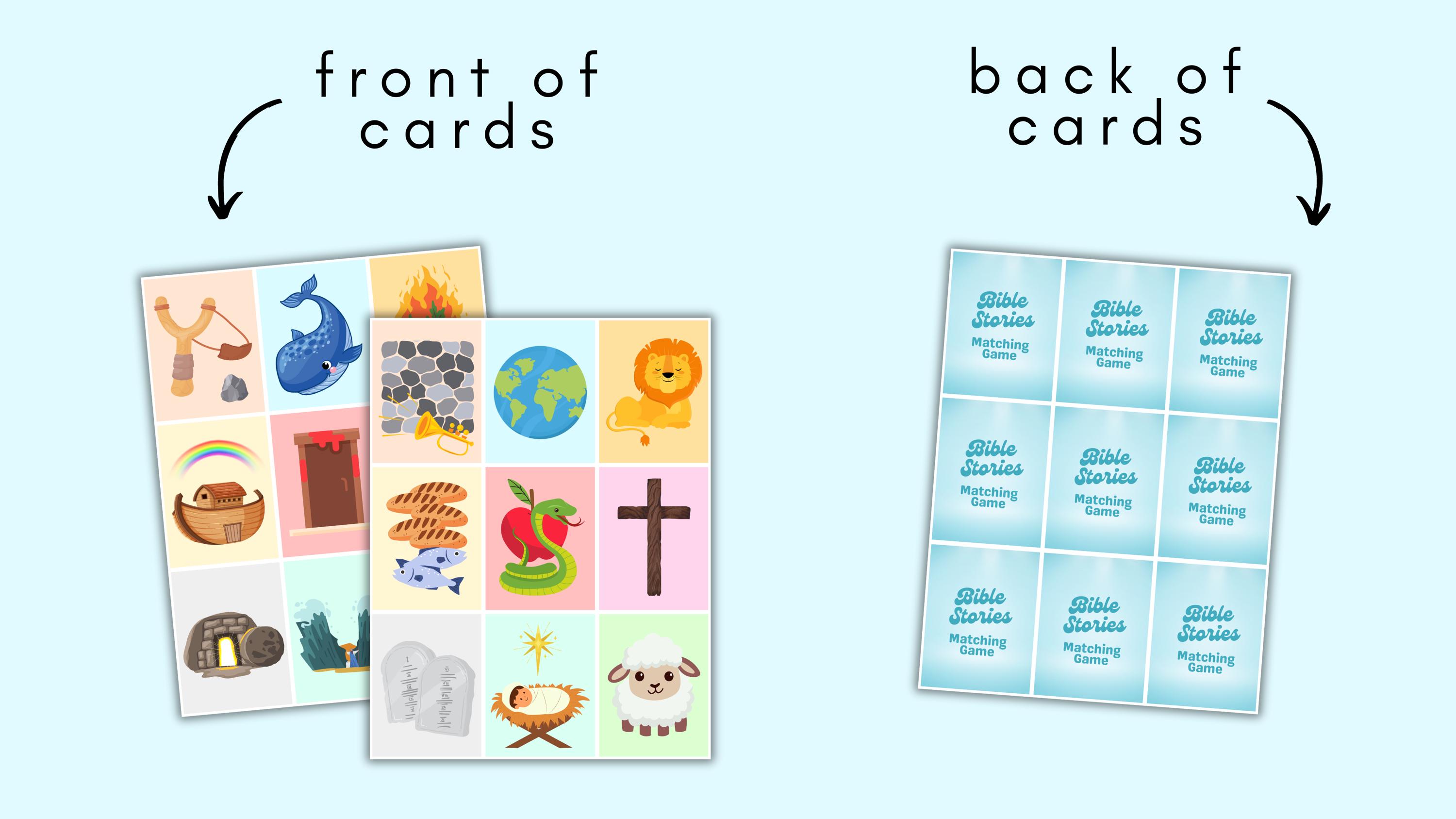 Bible Stories Matching Game Cards, Memory Match Game, Christian ...