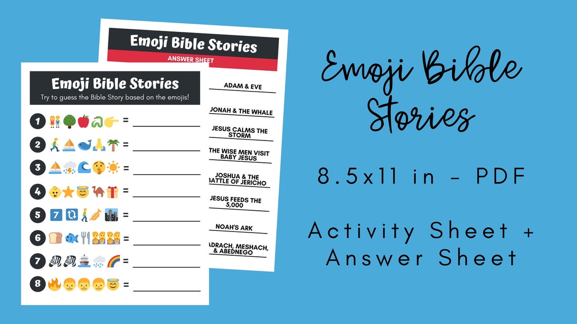 Emoji Bible Stories Bible Story Activities for Kids Sunday - Etsy