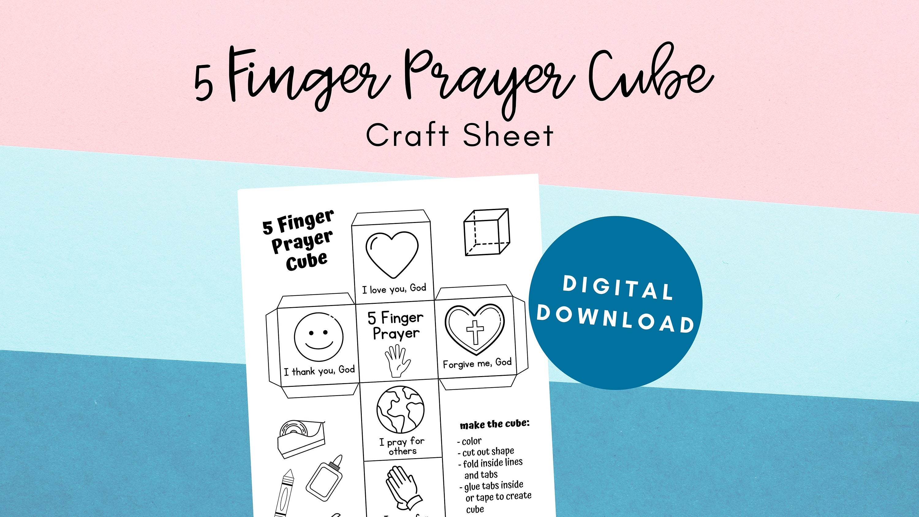 5 Finger Prayer Cube Christian Crafts Crafts for Kids - Etsy UK