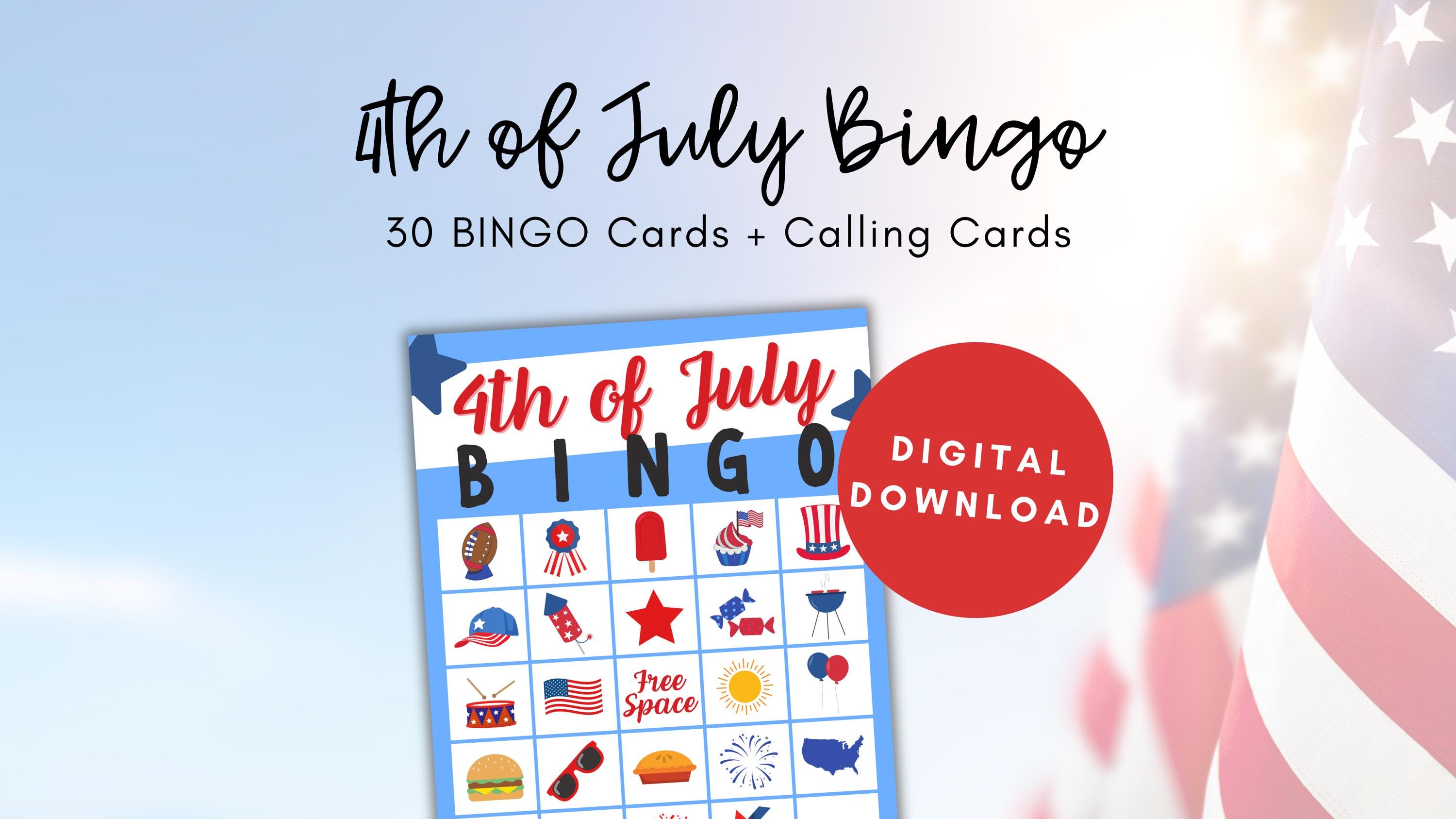 4th of July Bingo, Bingo Cards Printable, Independence Day Game ...