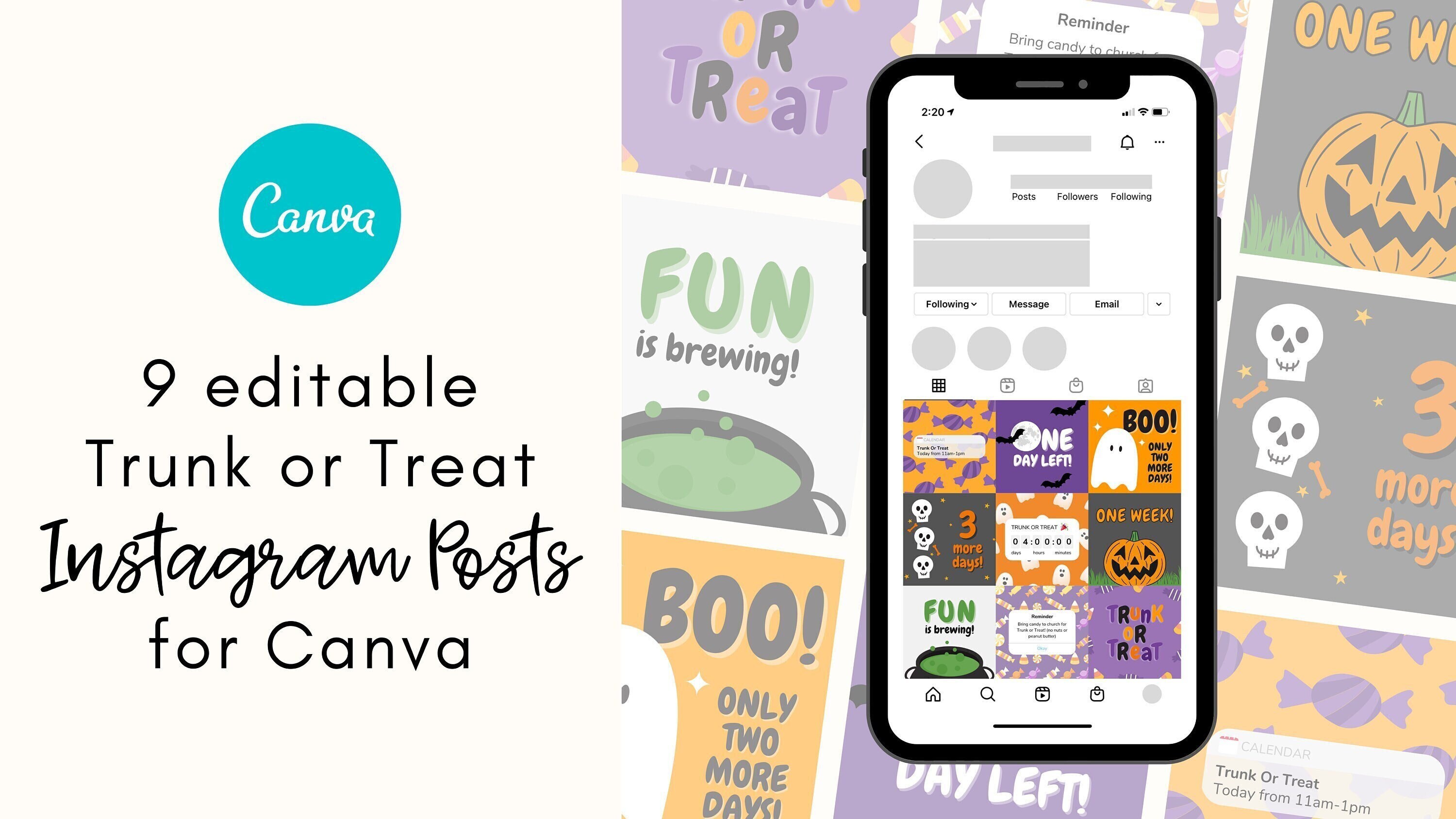 Instagram Canva Template, Trunk or Treat, Editable, Digital Download ...