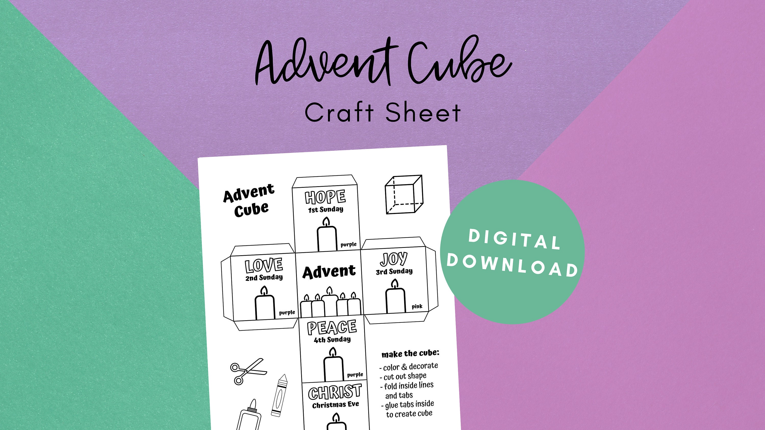 Advent Cube, Christian Crafts, Crafts for Kids Printable, Digital ...