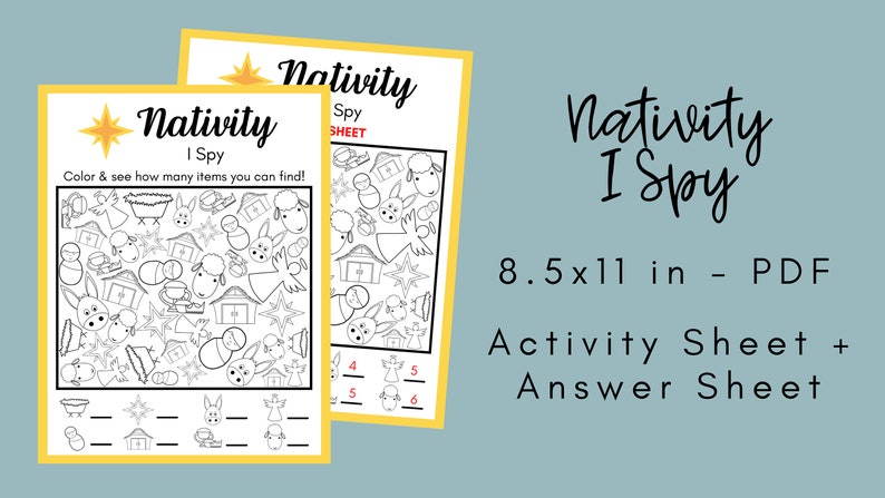 Nativity I Spy Printable, Christmas Activity Sheets Printable, Seek and ...