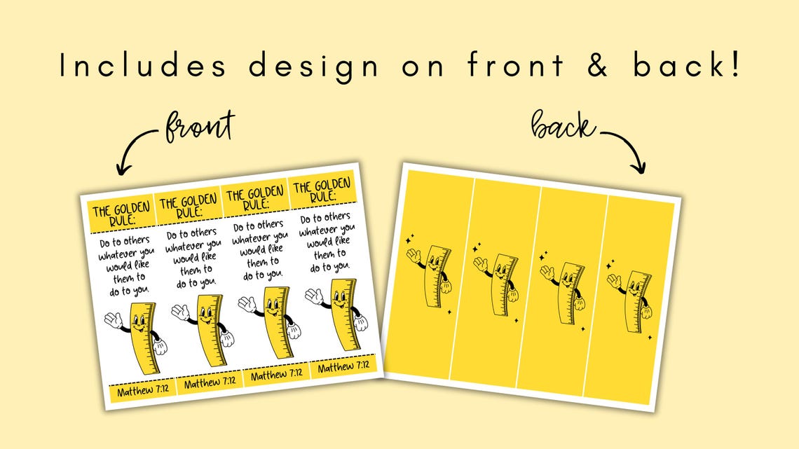 The Golden Rule Bookmark, Bible Bookmark, Sunday School Printables ...