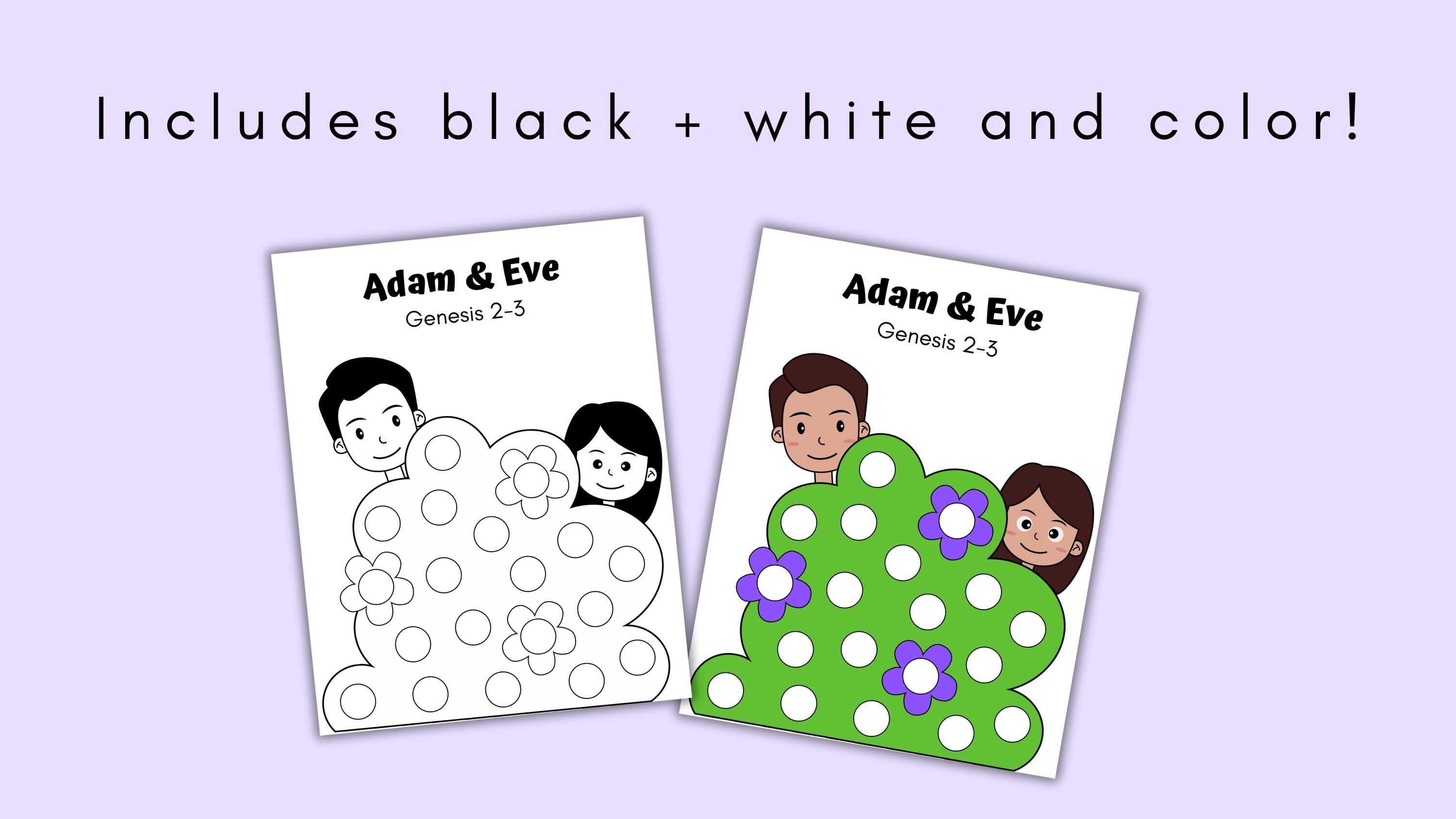 Adam and Eve Craft, Garden of Eden Craft, Dot Marker Coloring, Do A Dot ...