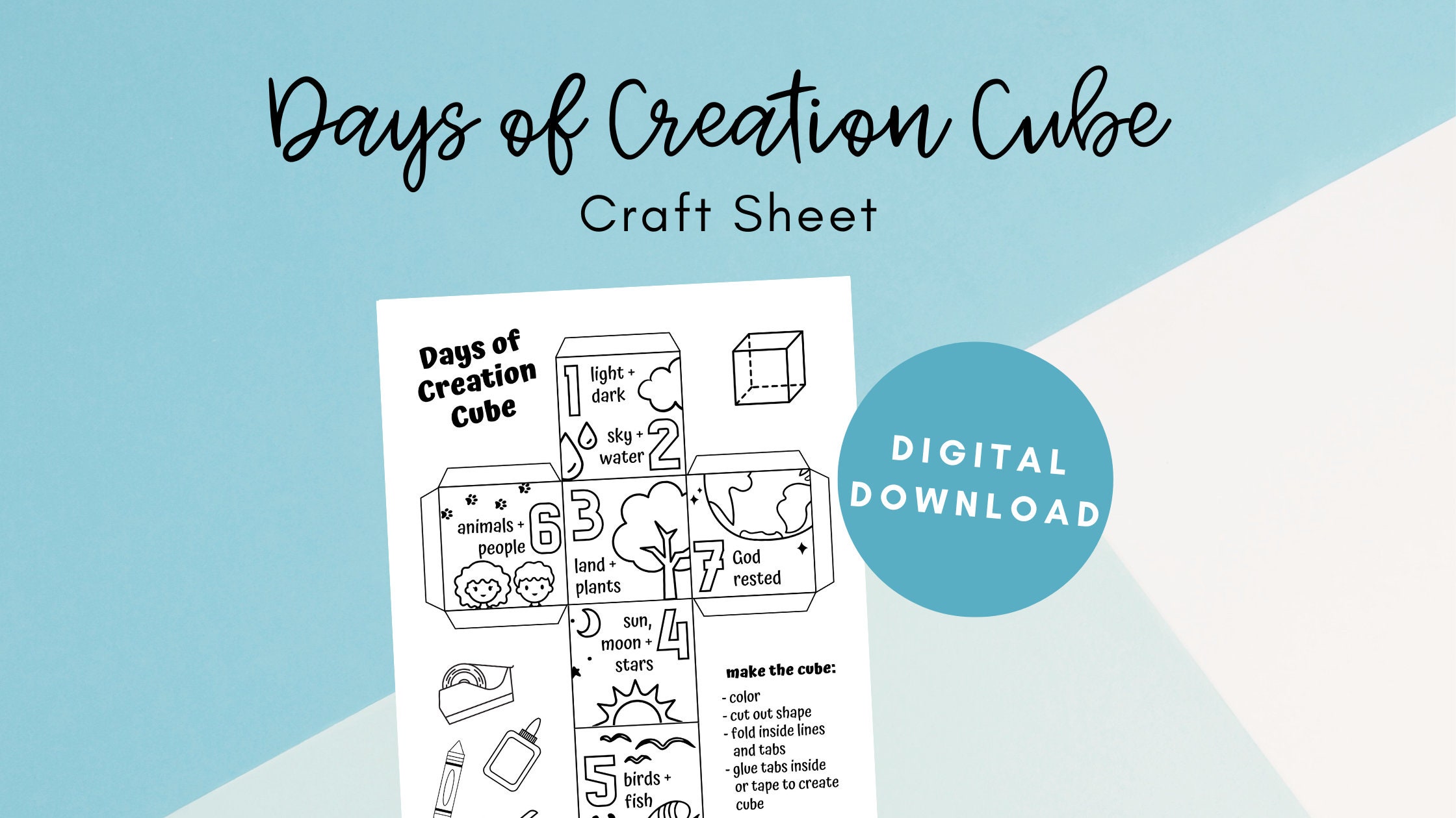 Days of Creation Cube, Christian Crafts, Crafts for Kids Printable ...
